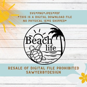 Beach Life SVG, Beach Vacay Turtle Vector, Vacation PNG, Ocean Tropical ...