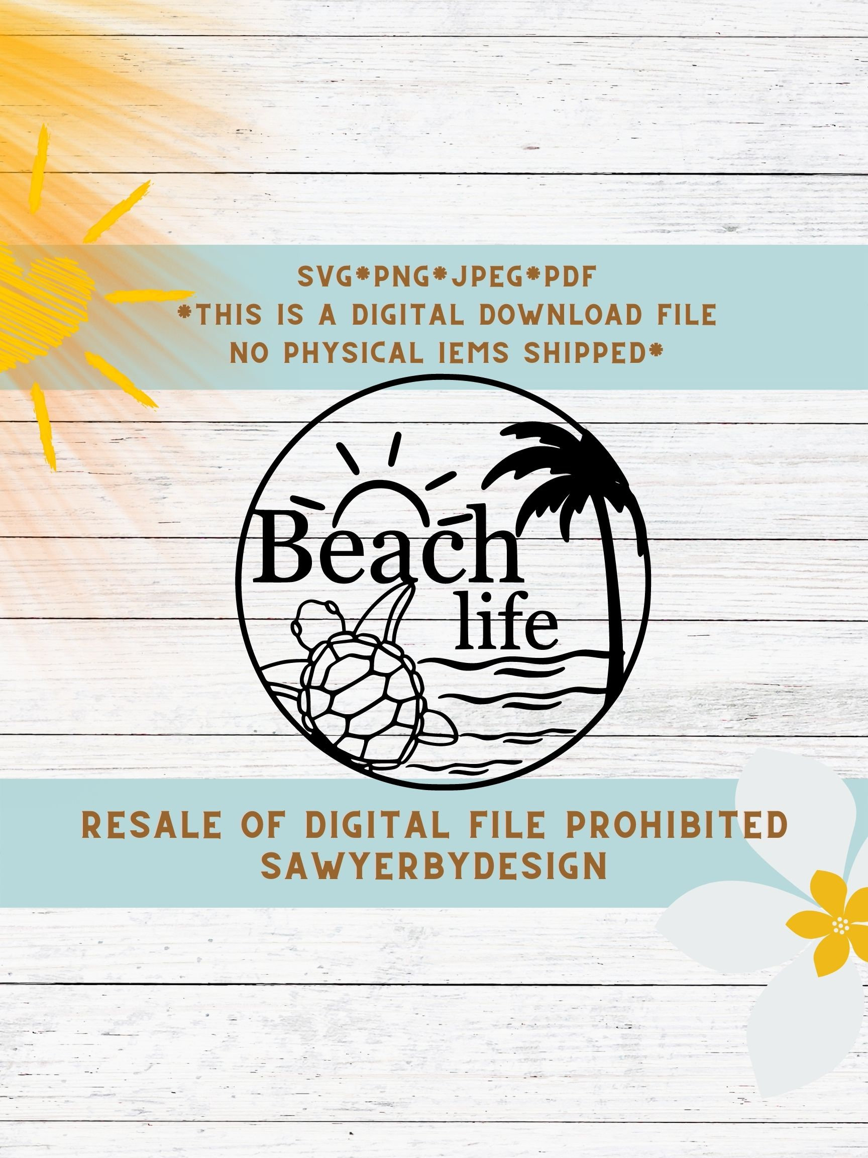 Beach Life SVG, Beach Vacay Turtle Vector, Vacation PNG, Ocean Tropical ...