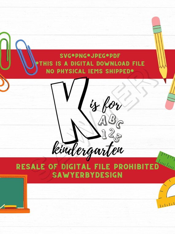 K is for Kindergarten Sign Alphabet Preschool Sign Back to - Etsy