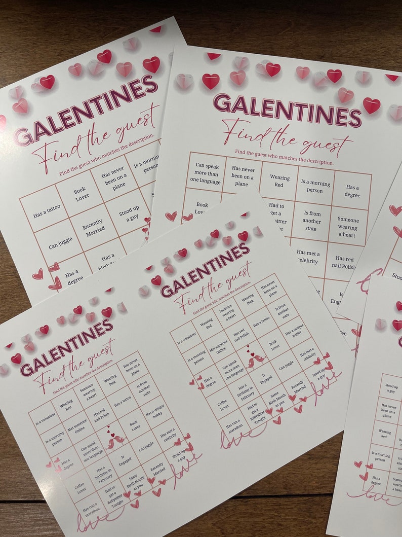 Galentines Day Bingo, Valentines Day Find the Guest Bingo, Party Game ...