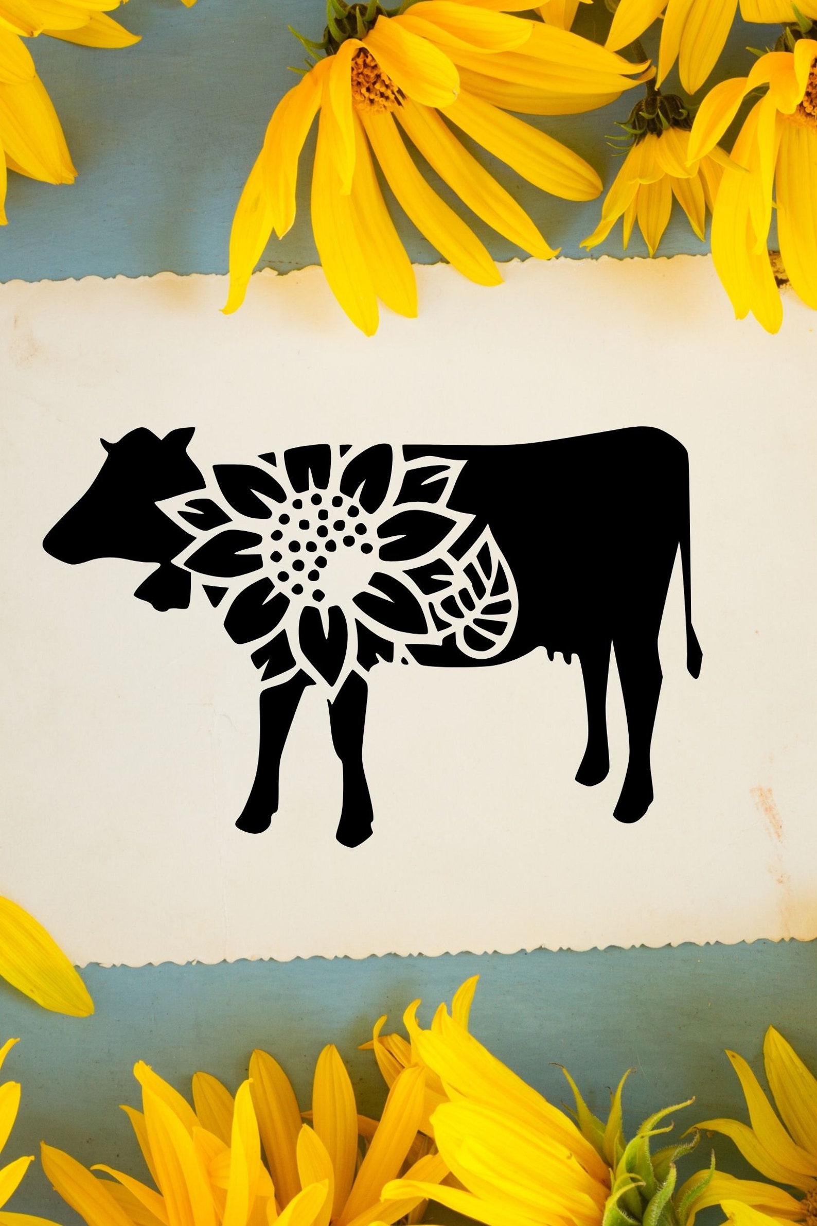 Sunflower COW Sunflower SVG Animal Farm Cow Svg Cow Art Heifer - Etsy