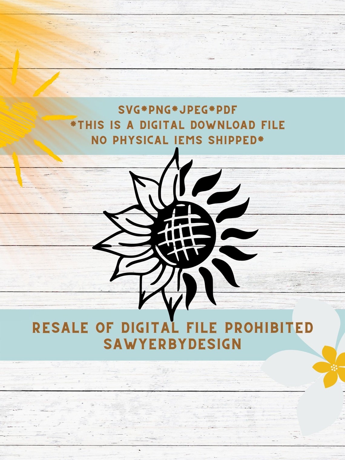 Half Sunflower Split Sunshine PNG Instant Digital Download Summer Quote ...