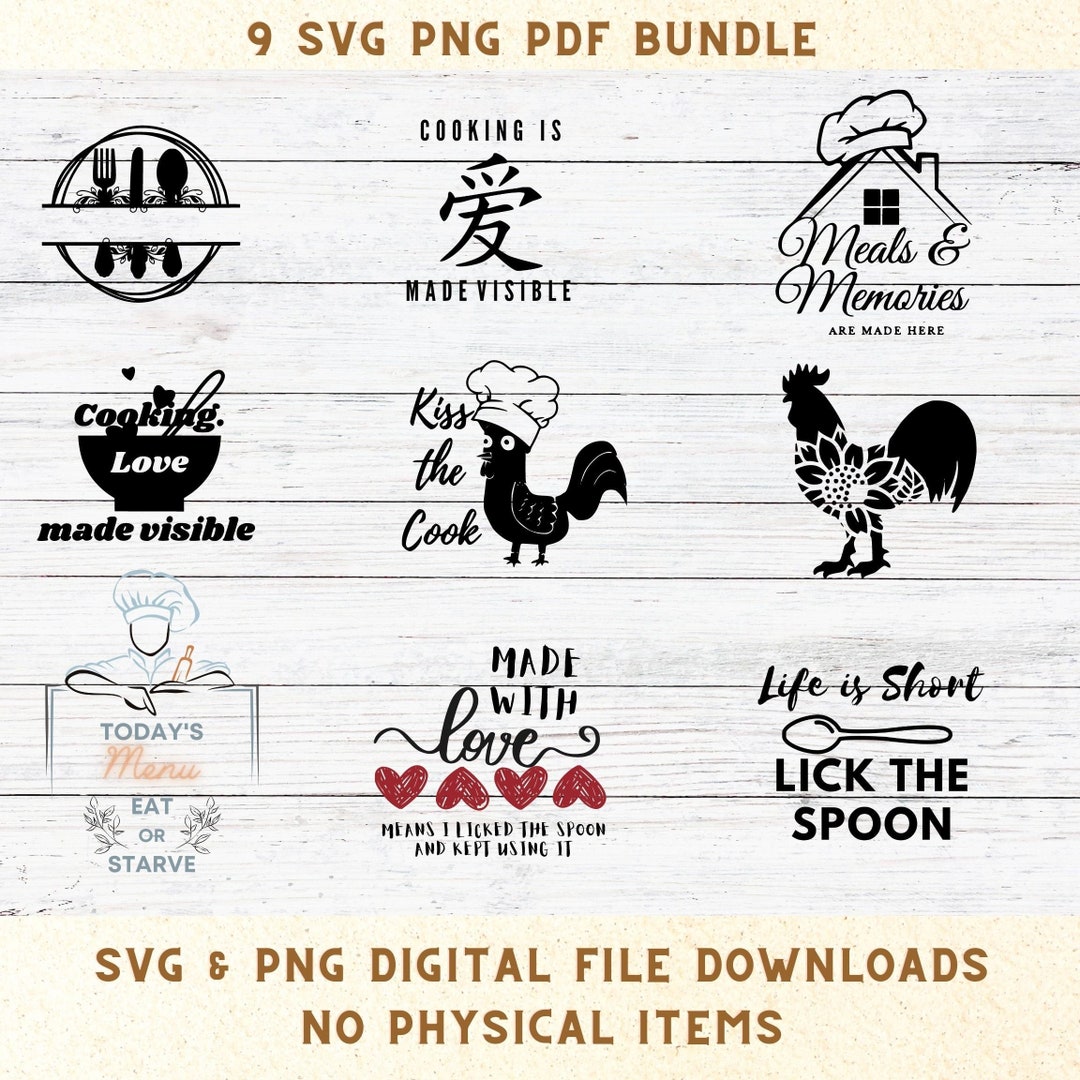 Farmhouse Kitchen Bundle SVG, Rooster Svg PNG, PDF Instant Download - Etsy