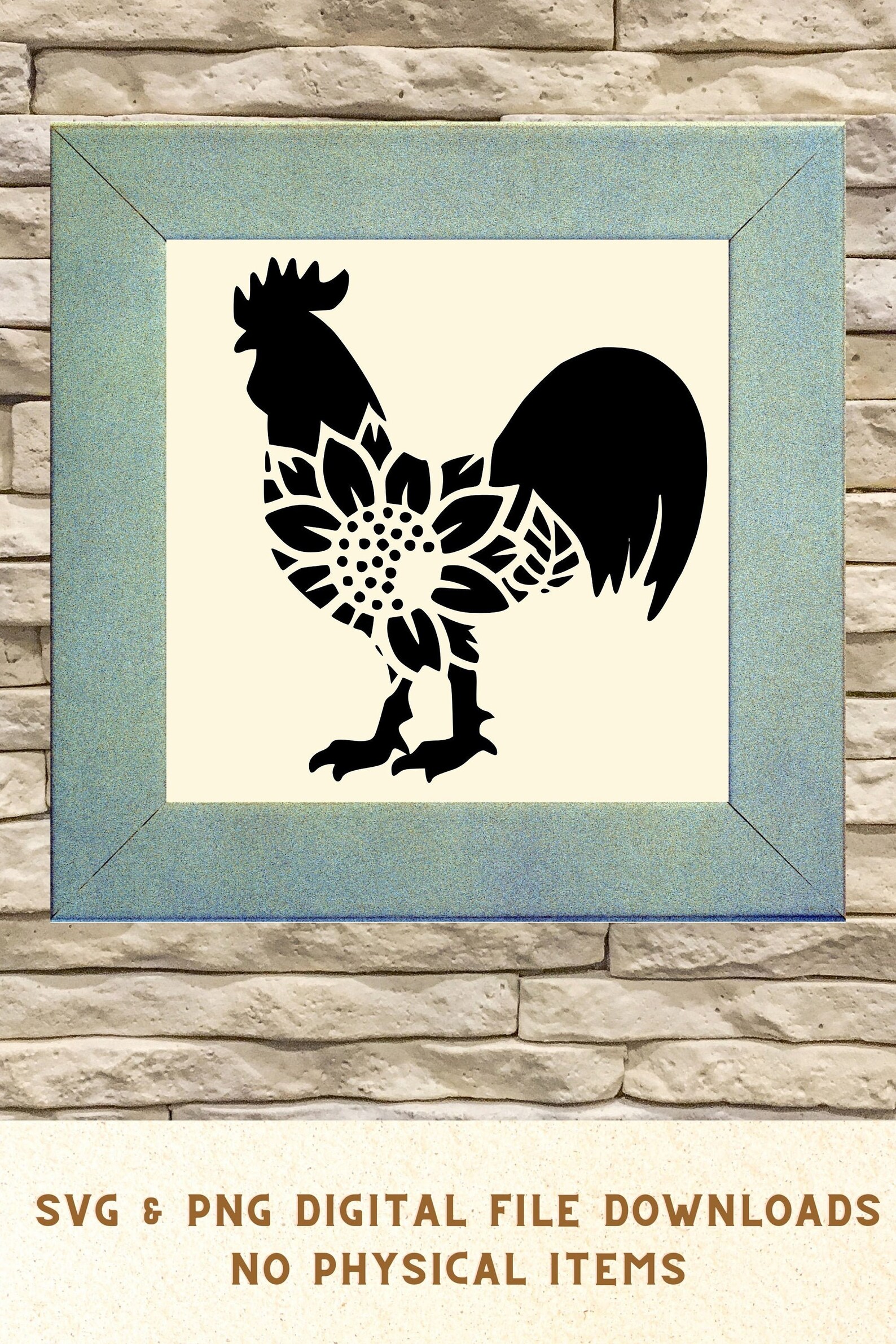 Rooster Svg, Flower Chicken Svg, Rooster Kitchen Decor, Sunflower Decal ...