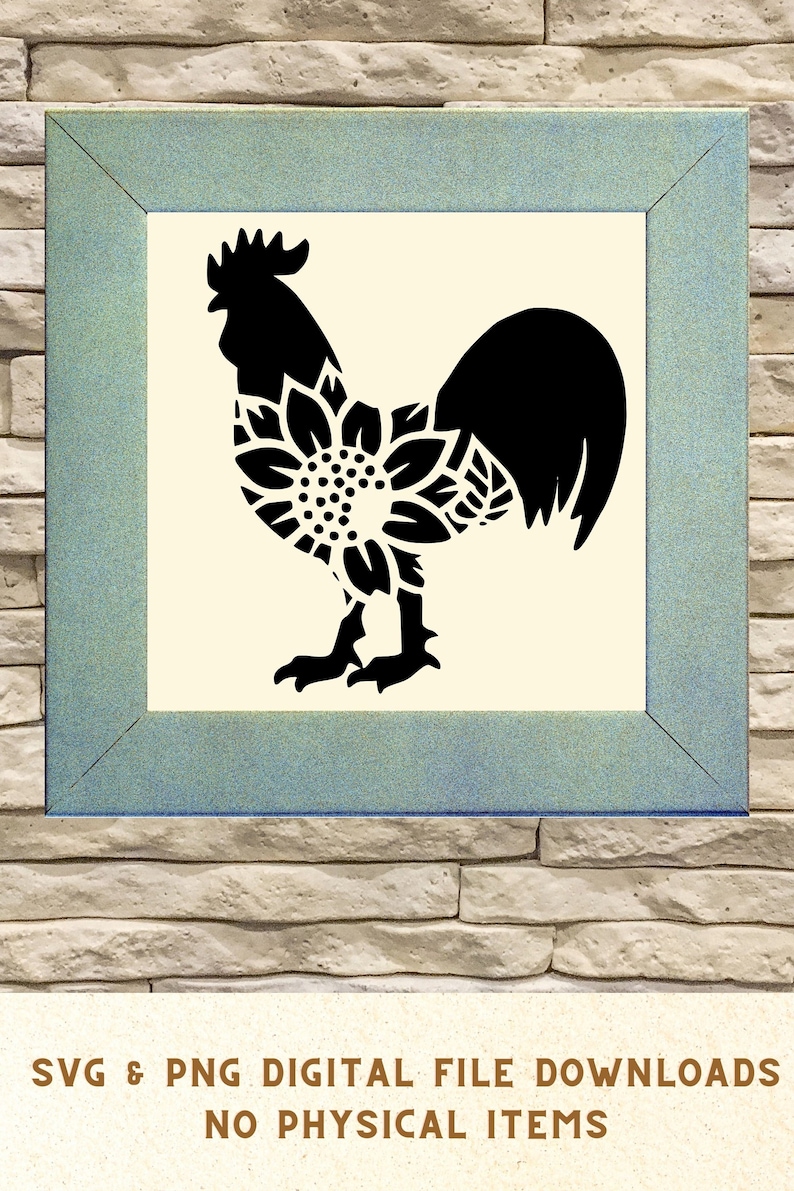 Rooster Svg, Flower Chicken Svg, Rooster Kitchen Decor, Sunflower Decal ...