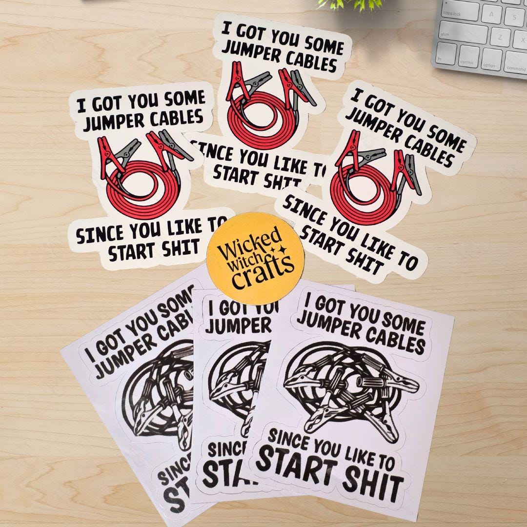 Jumper Cables Sticker | Decals for the Drama Starters | Sarcastic ...