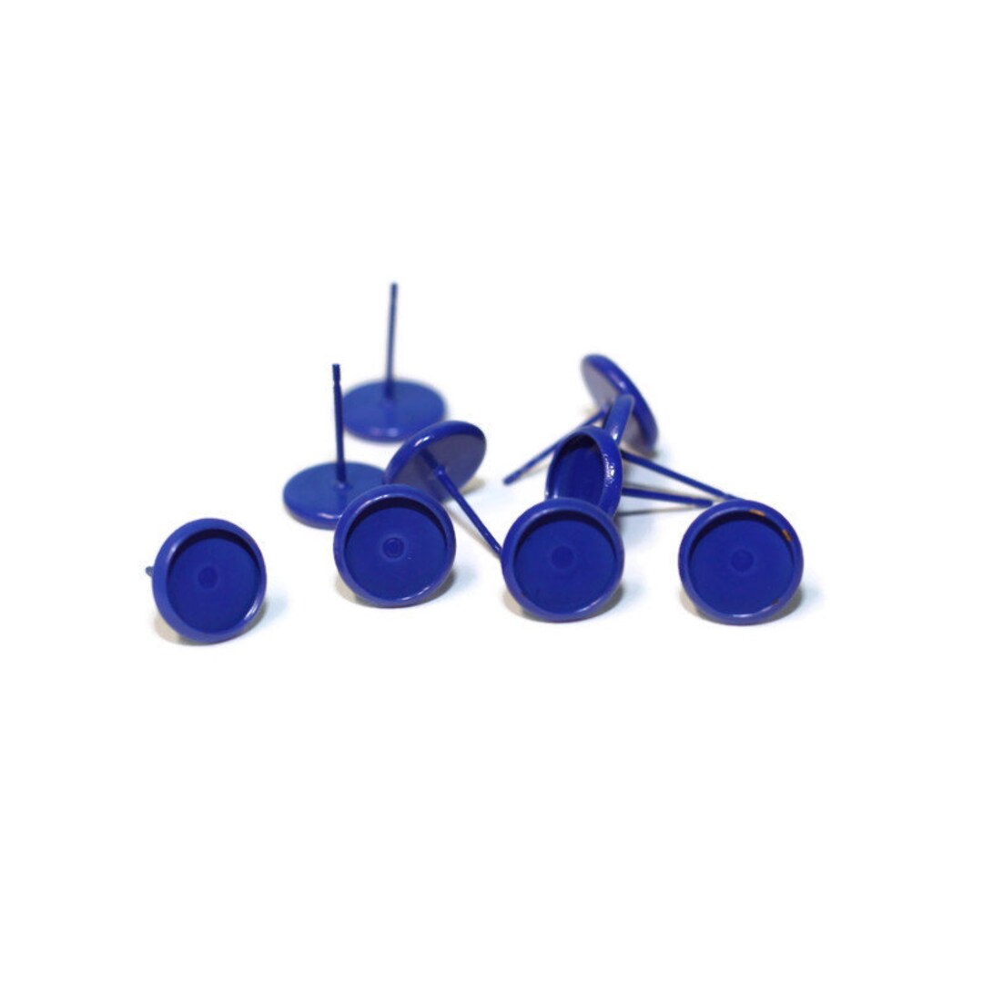 8mm Blue Tray Cabochon Earring Settings 10 Piece Set, Jewelry Supplies ...
