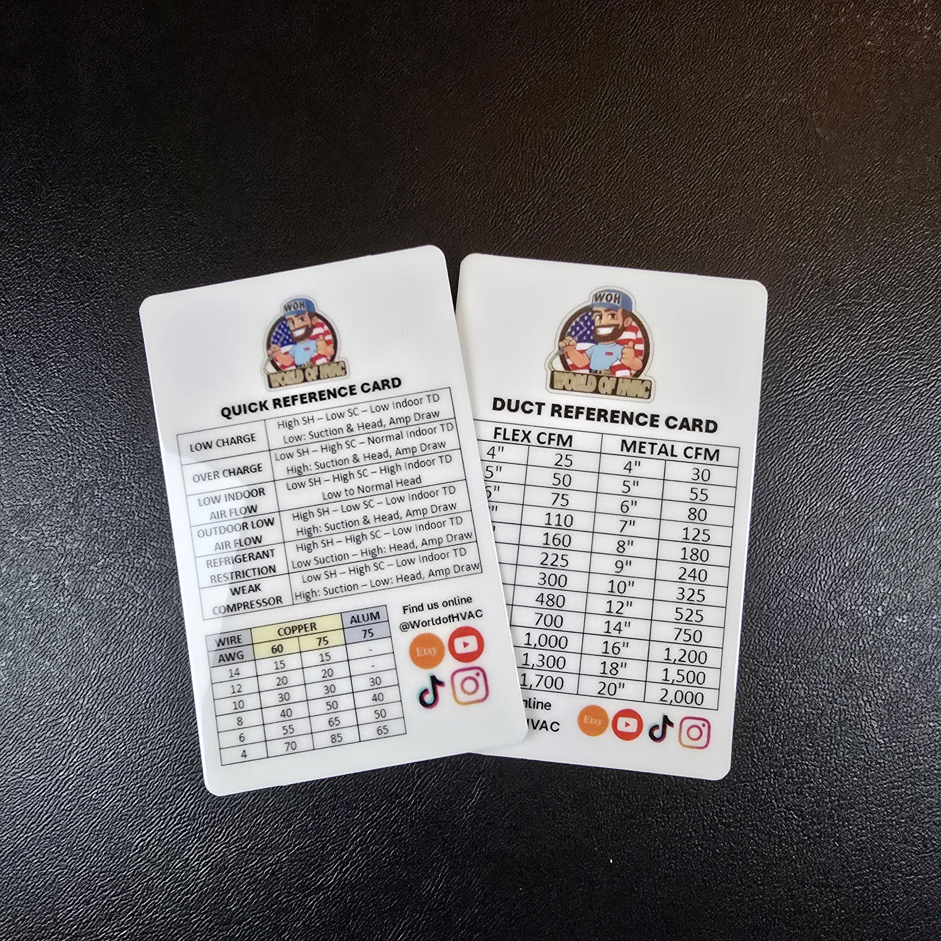 Combo HVAC Quick + Duct Reference Cards - Etsy