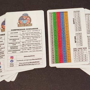 5 Pack HVAC Quick Reference Card - Etsy