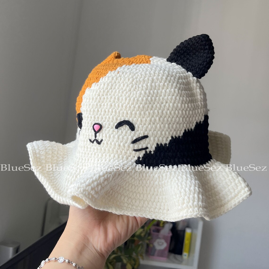 Crochet Cat Bucket Hat - Cat Ear Bucket Hat, Animal Bucket Hat, Bucket ...