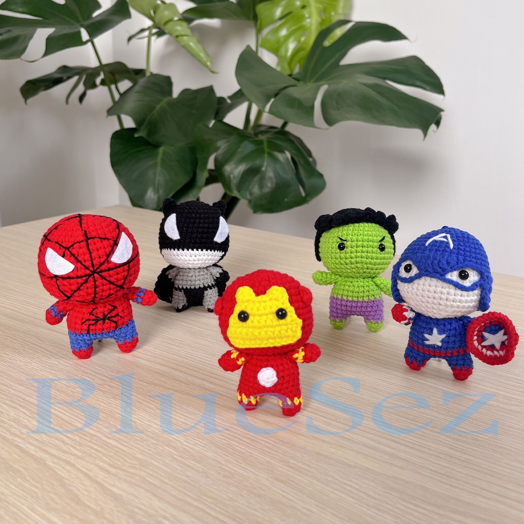 Set Mini Super Heroes Crochet - Superhero Amigurumi Doll, Superhero ...