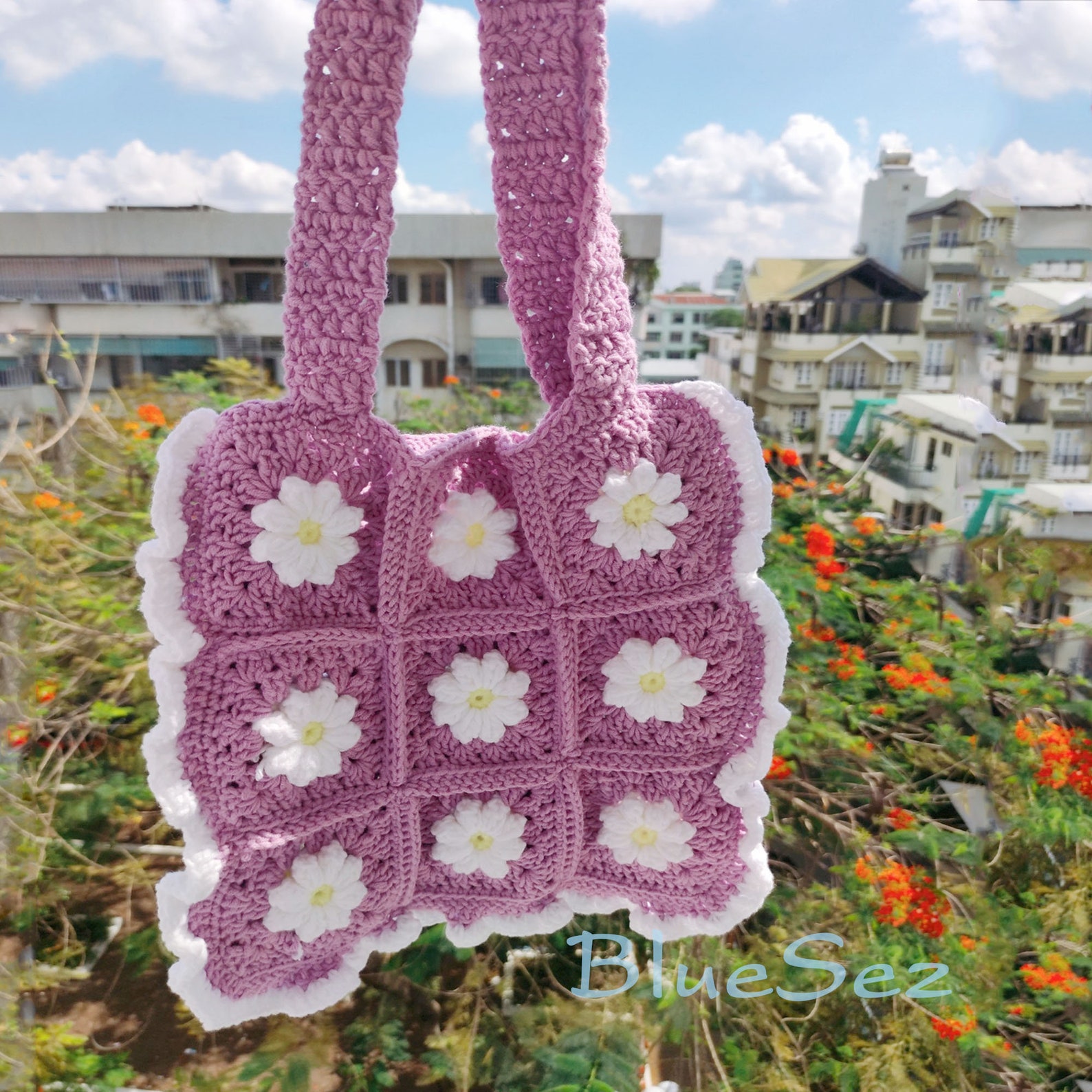 Cute Floral Tote Bag - Flower Tote Bag, Daisy Bag, Retro Tote, Shoulder ...