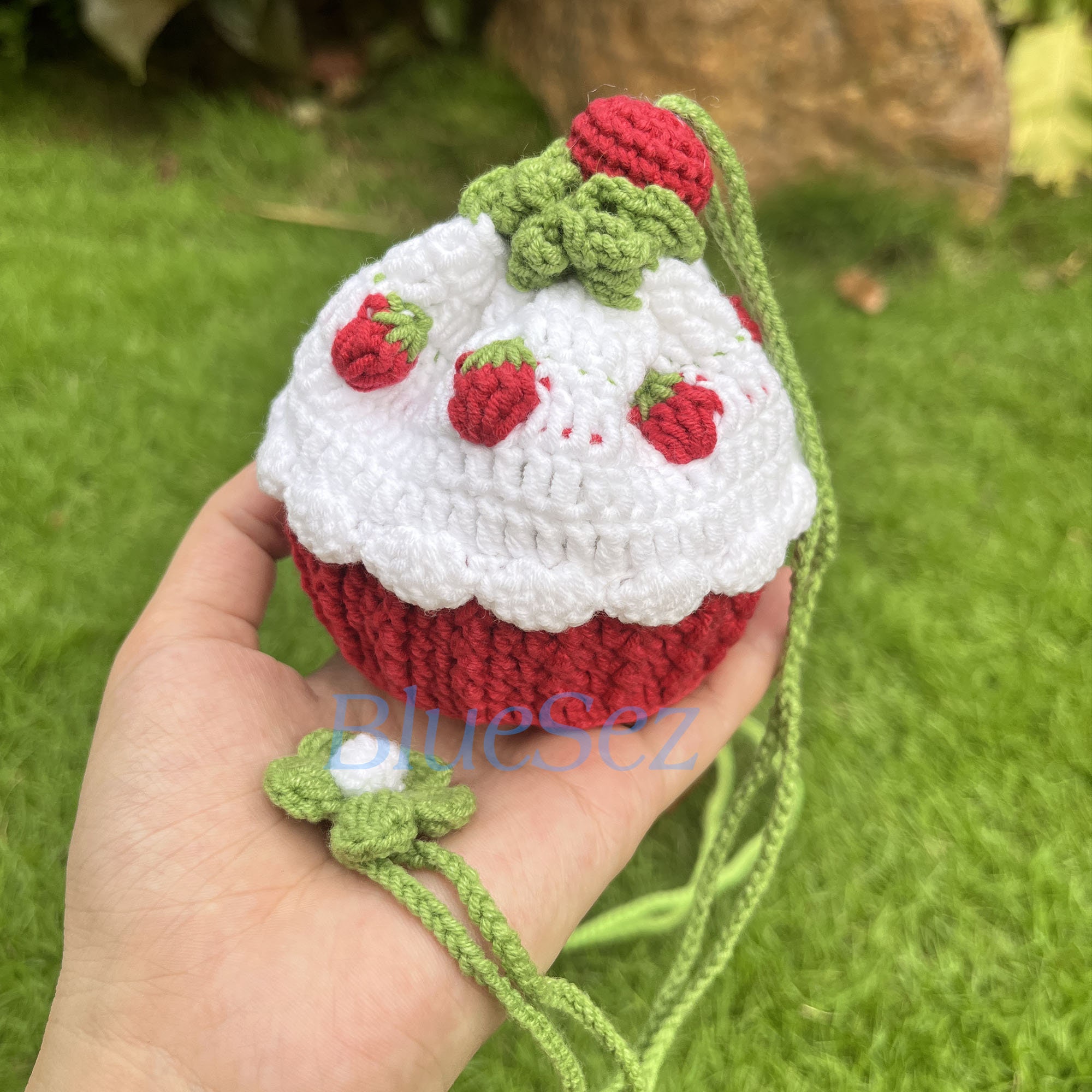 Strawberry Crochet Pouch, Fruit Crochet Pouch, Strawberry Pudding Purse ...
