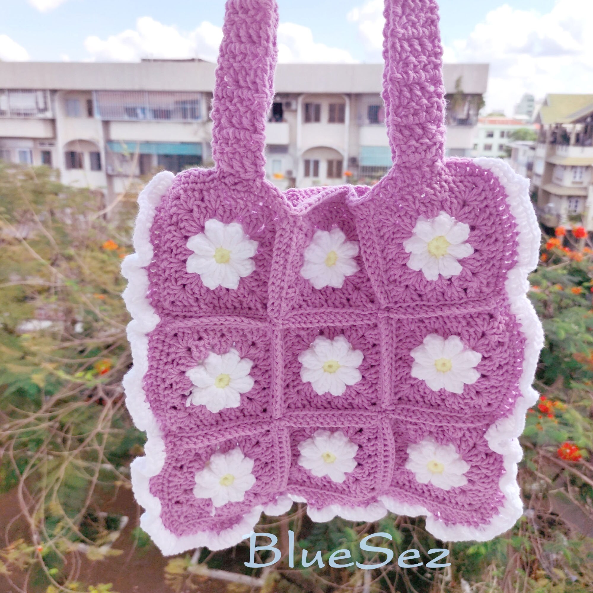 Cute Floral Tote Bag - Flower Tote Bag, Daisy Bag, Retro Tote, Shoulder ...