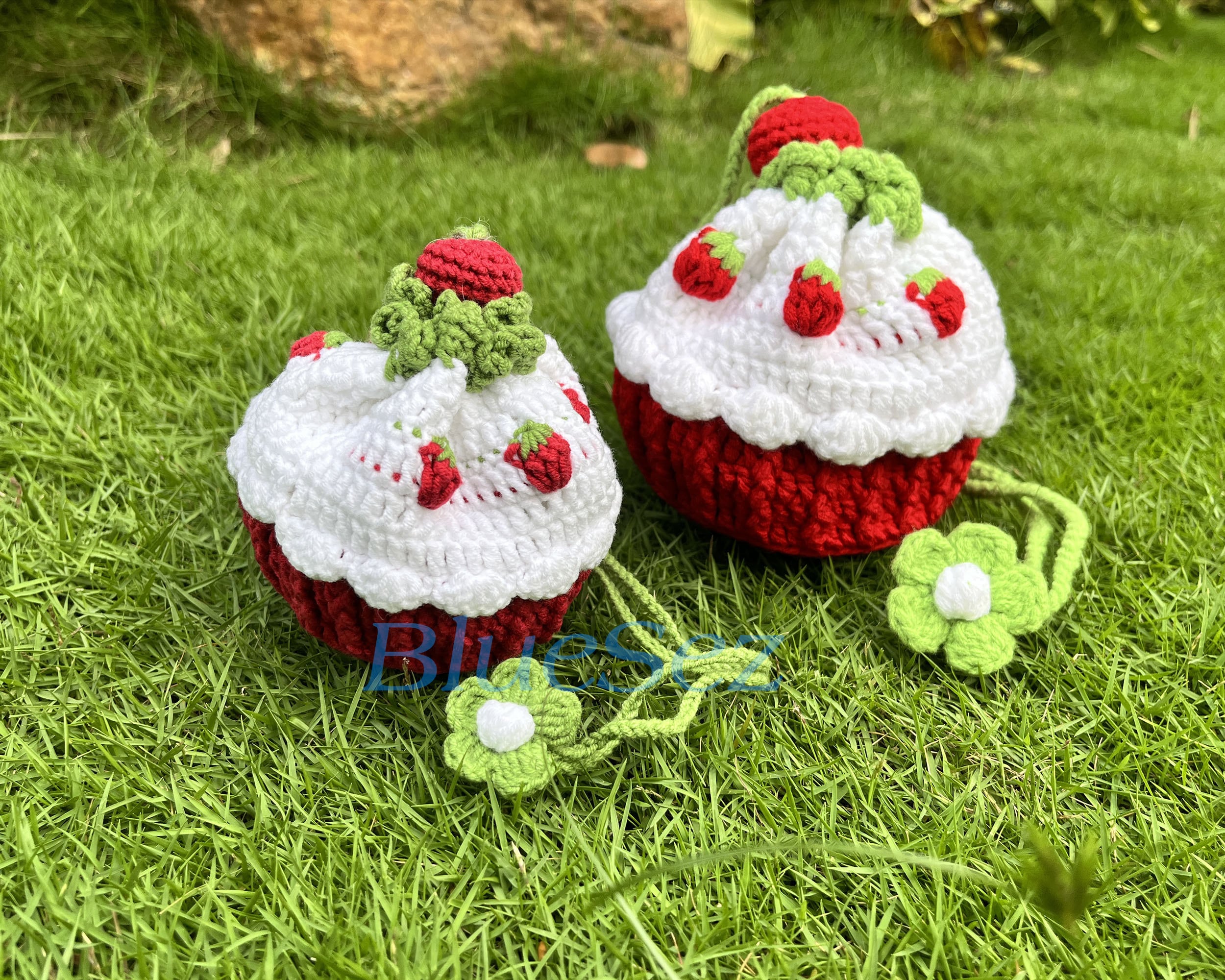 Strawberry Crochet Pouch, Fruit Crochet Pouch, Strawberry Pudding Purse ...