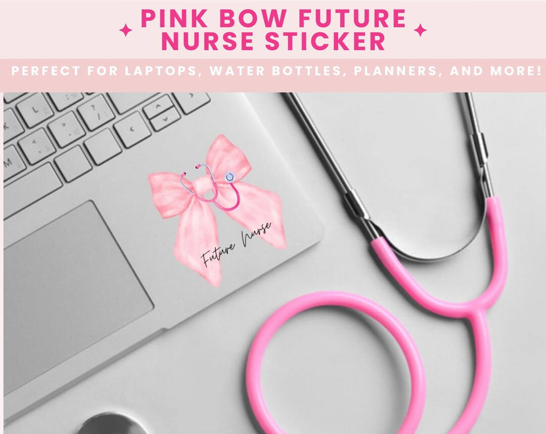 Pink Bow Coquette Future Nurse Stickers, Nursing Student Gifts, Medical ...