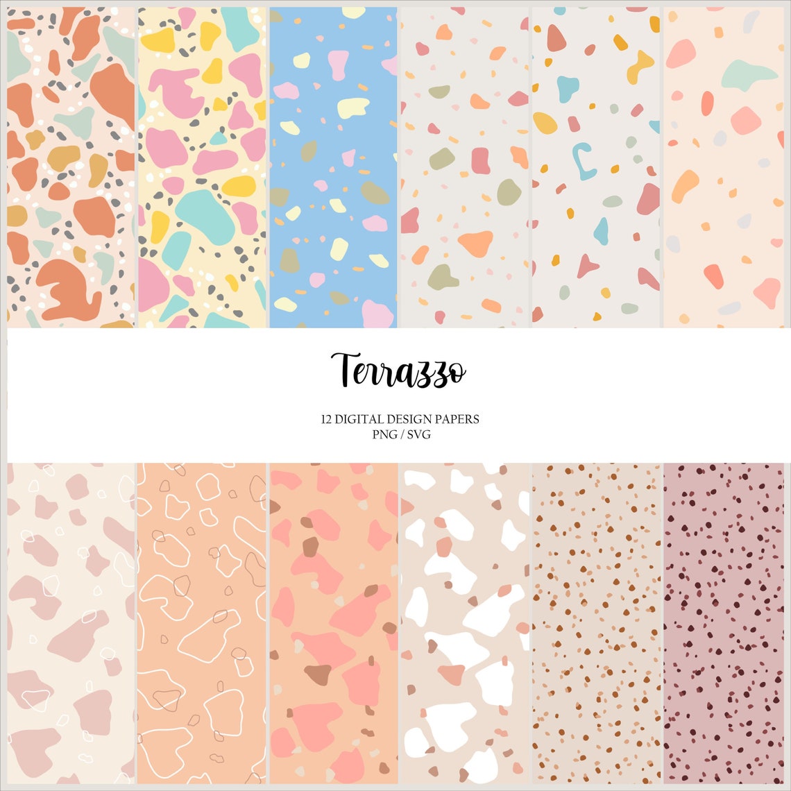 Colorful Abstract Terrazzo Seamless Digital Papers-pastel - Etsy