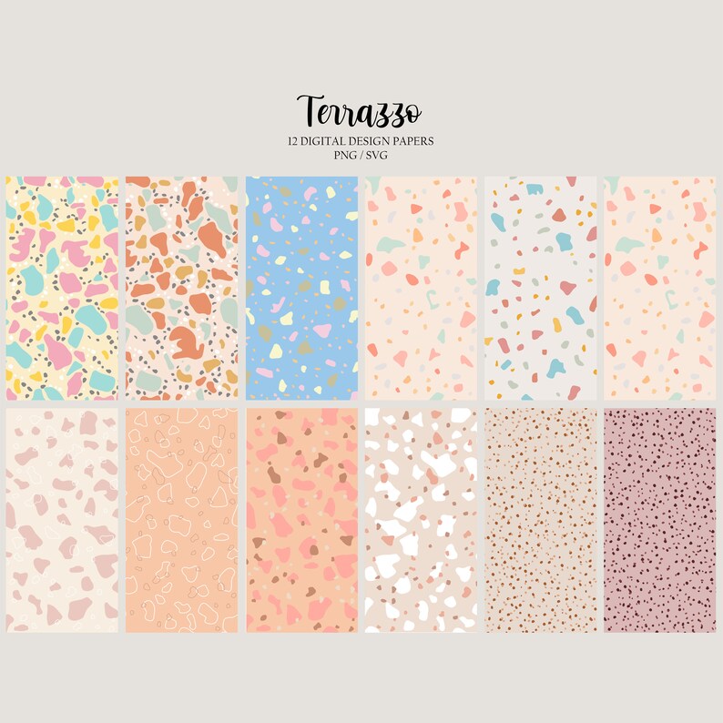 Colorful Abstract Terrazzo Seamless Digital Papers-pastel - Etsy
