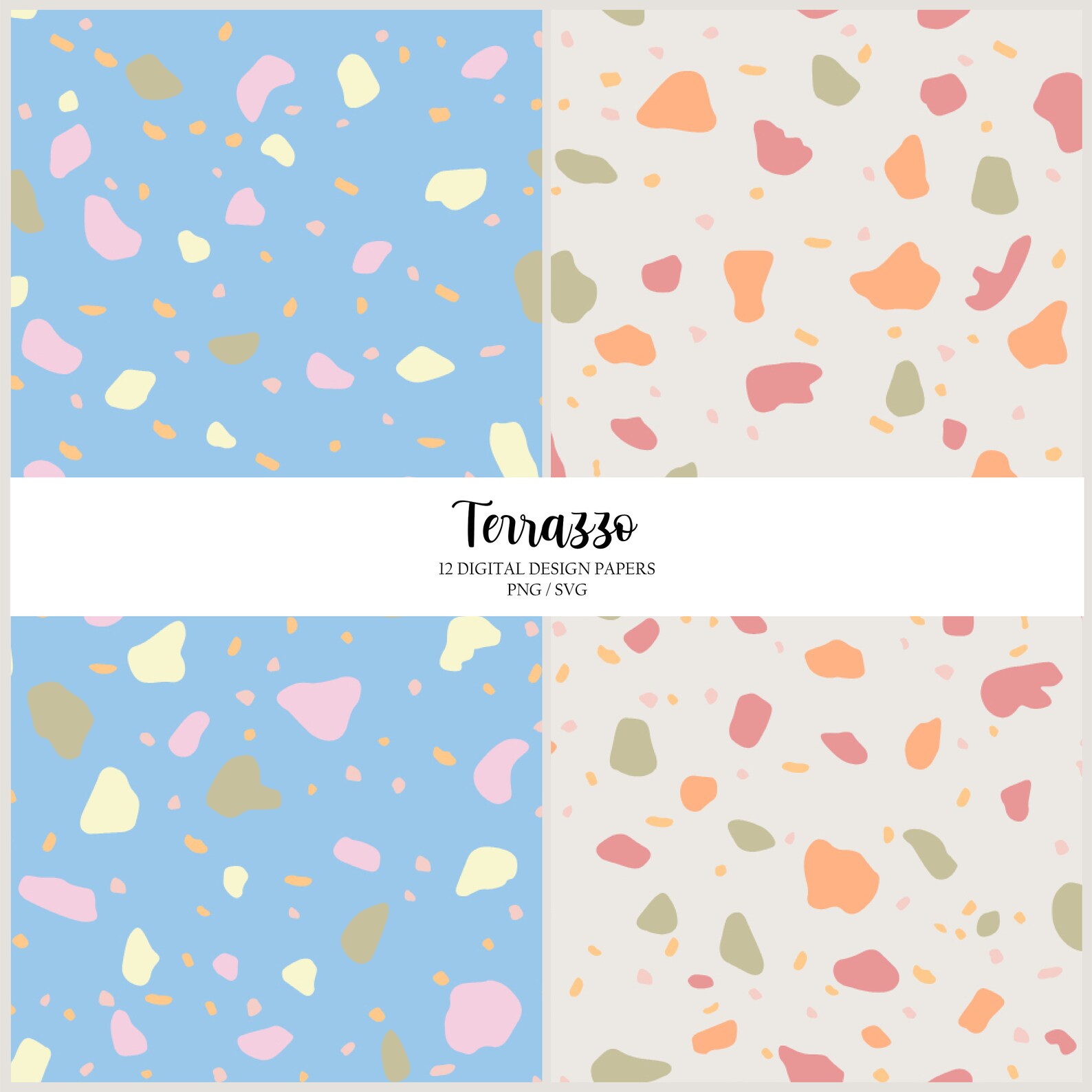 Colorful Abstract Terrazzo Seamless Digital Papers-pastel - Etsy