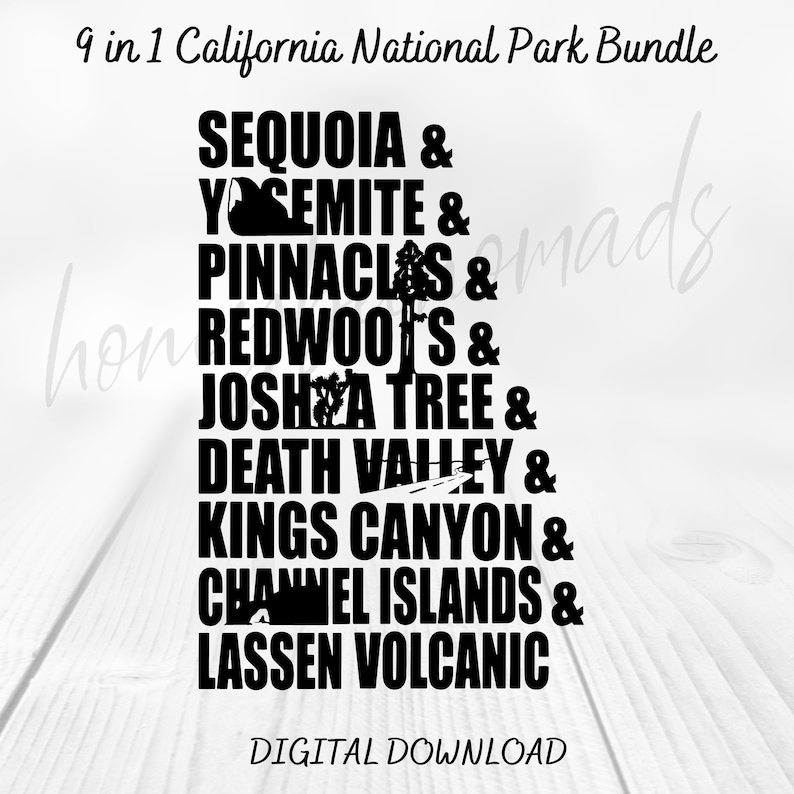 California National Park Silhouettes: SVG PNG Bundle (digital Download ...