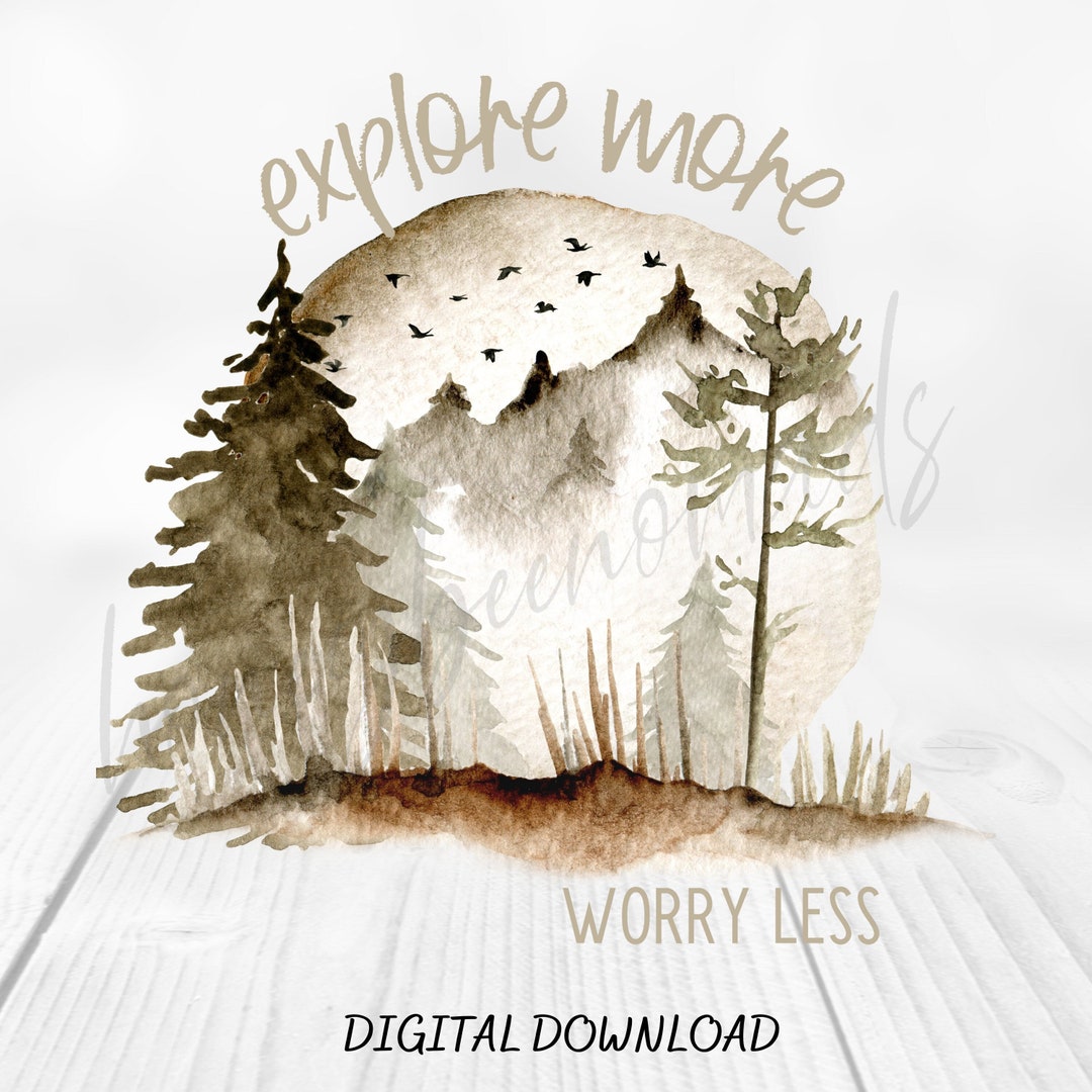 PNG Download of Explore More Worry Less Watercolor Art for Cards ...