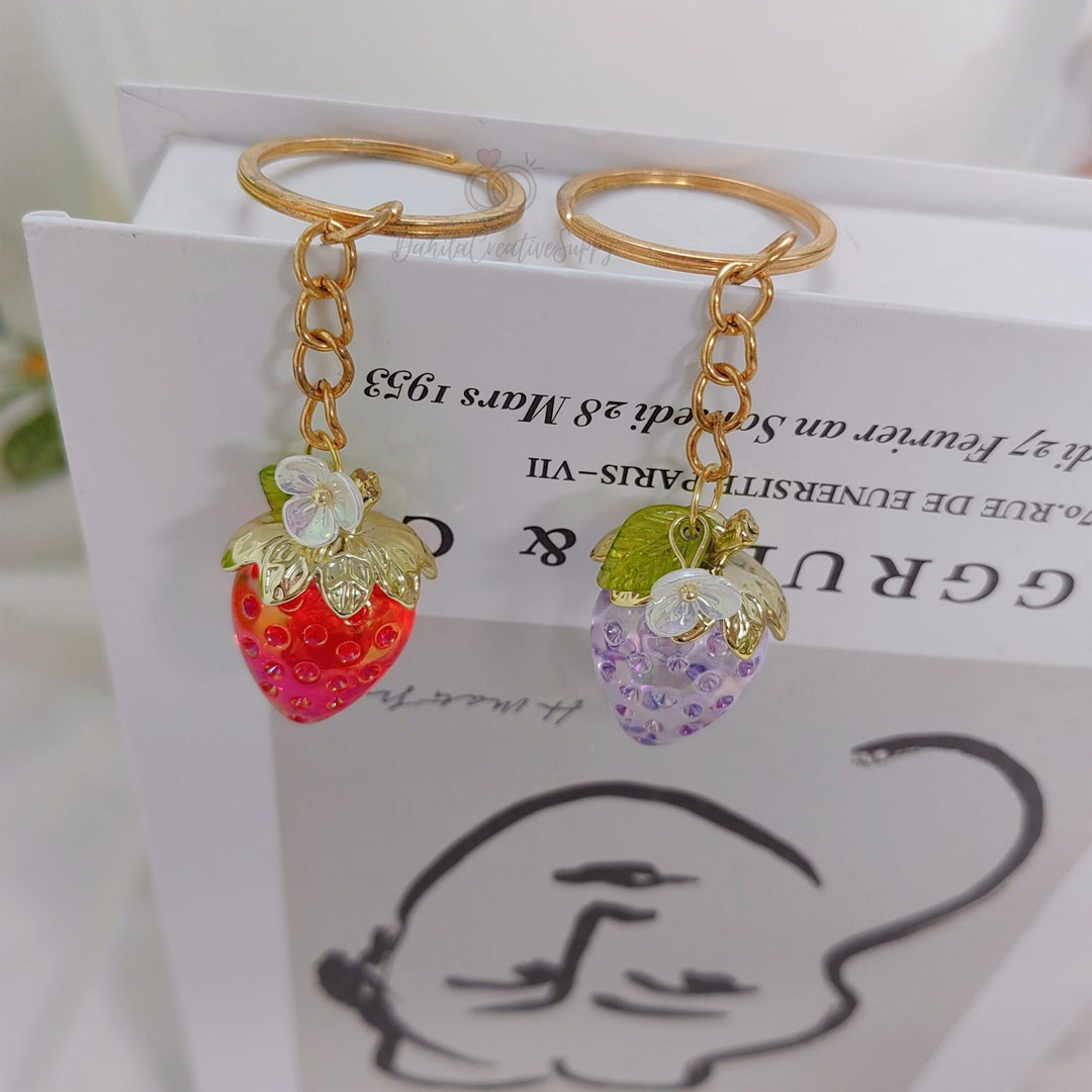 Transparent Strawberry Keychain, Cute Strawberry Key Charm, Y2k ...