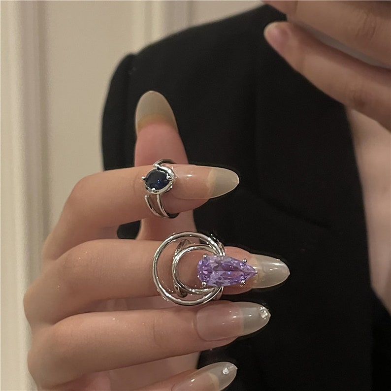 Gemstone Finger Ring Adjustable Rings Fingertip Ring Finger - Etsy