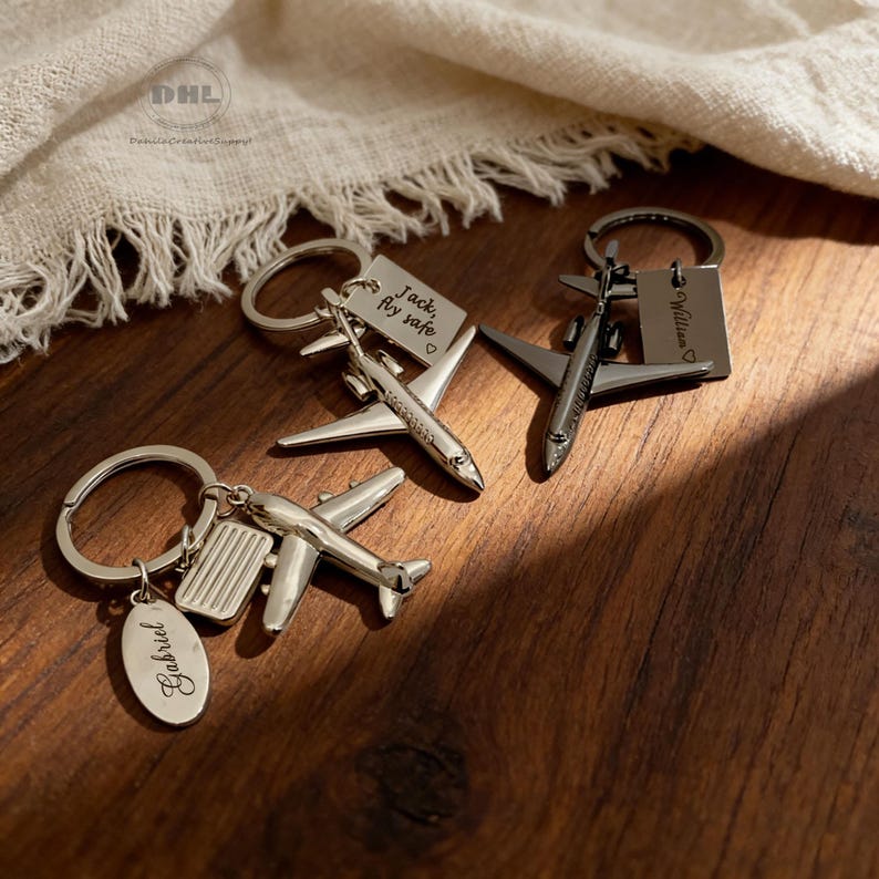 Custom Engraved Fly Safe Keychain,personalized Airplane Keychain,3d ...