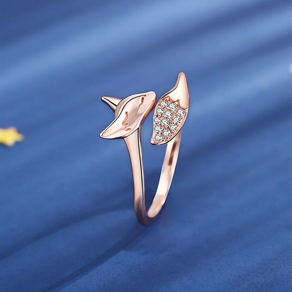 Rose Gold Fox Ring Fox Crystal Ring Cute Mini Gold Ring - Etsy