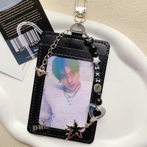 Black PU Photocard Holder, ID Card Holder, Personalized Kpop Photocard ...