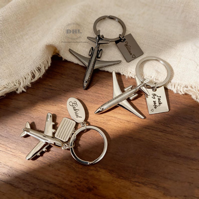 Custom Engraved Fly Safe Keychain,personalized Airplane Keychain,3d ...