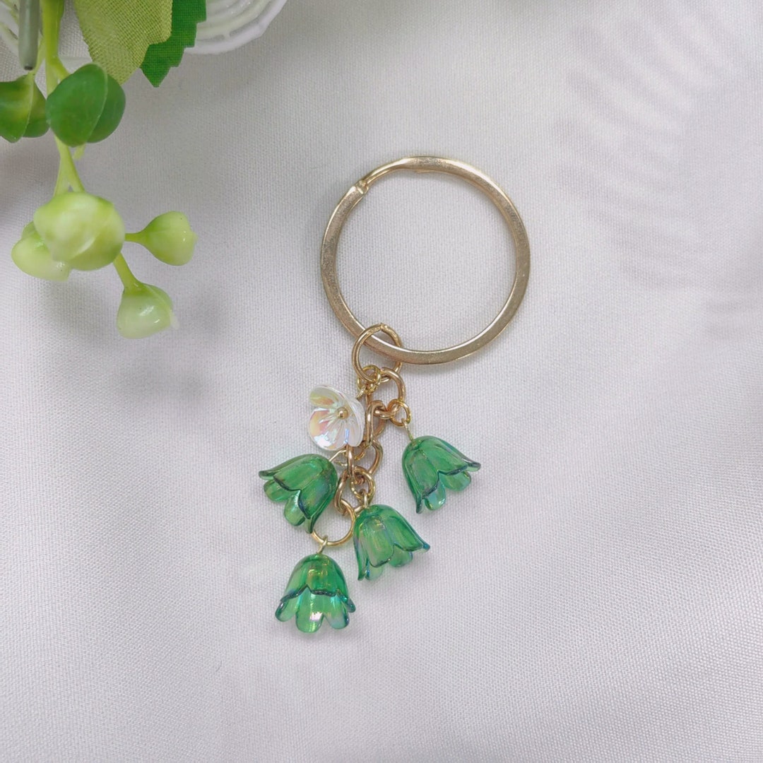 Lovely Lily of the Valley Key Chain, Dainty Keychain, Floral Key Ring ...