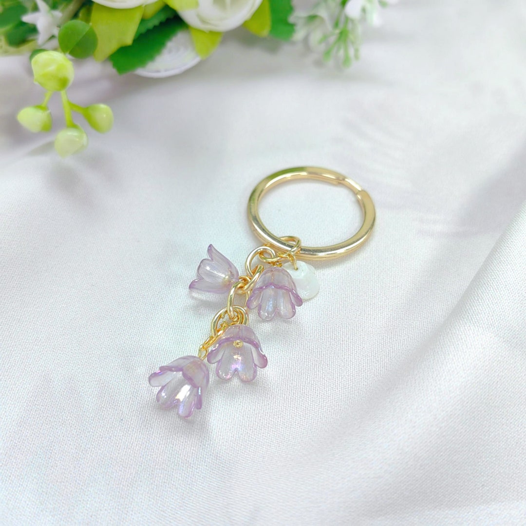 Lily of the Valley Keychain, Floral Key Charm, Girls Keycain, Floral ...