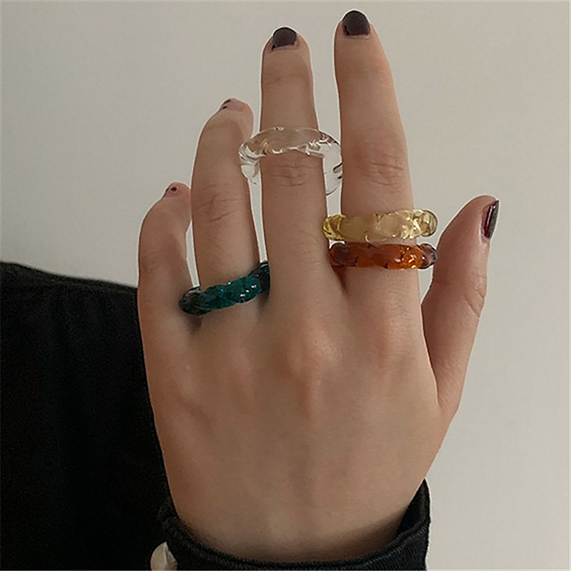 Transparent Color Acrylic Rings Minimalist Stackable Resin | Etsy