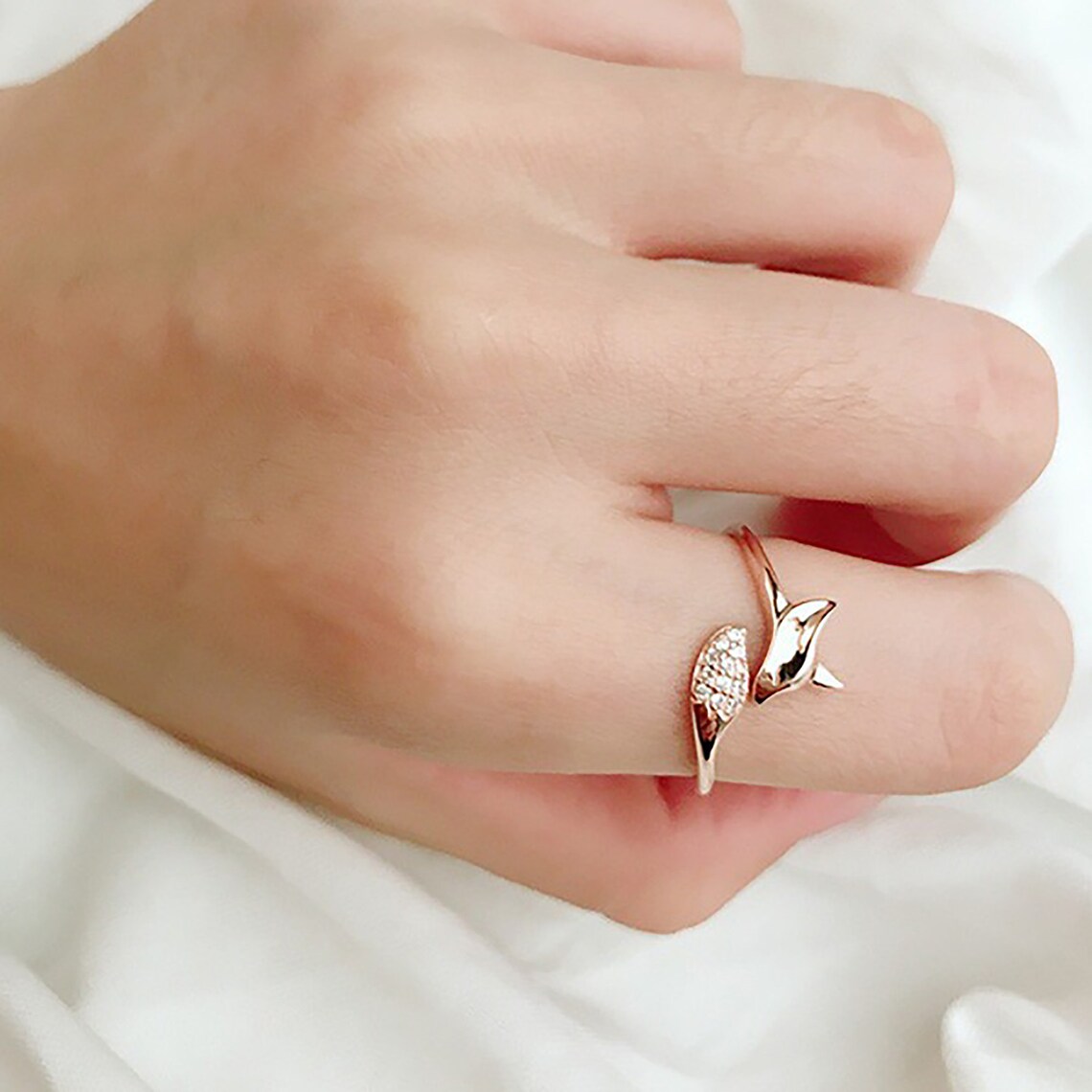 Rose Gold Fox Ring Fox Crystal Ring Cute Mini Gold Ring - Etsy