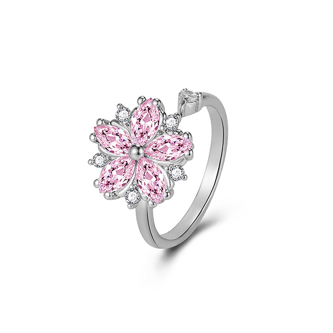 Pink Flower Nature Ring Spinning Fidget Ring Spinning Flower | Etsy