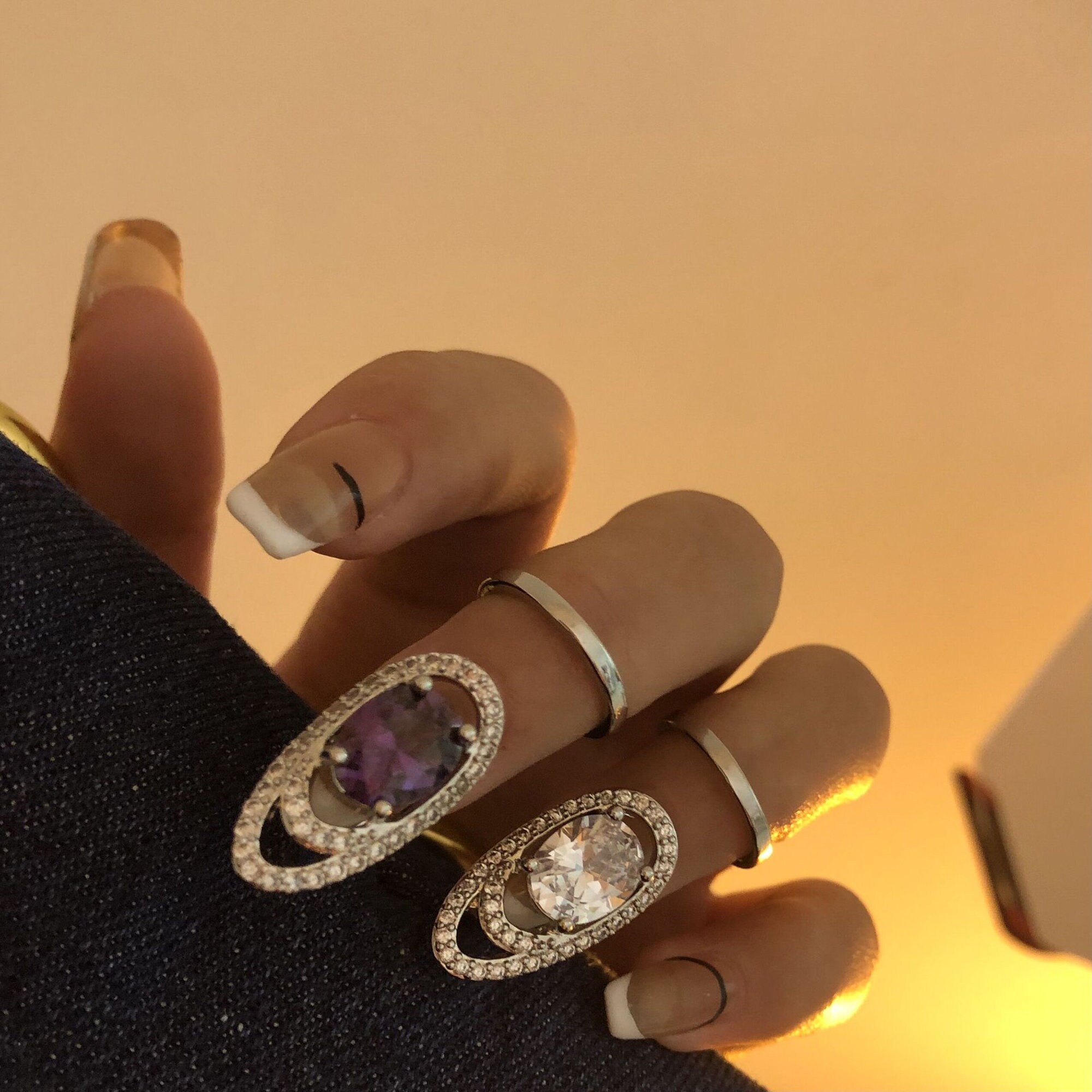 Rhinestone Fingernail Ring Nail Jewelry Statement Ring - Etsy