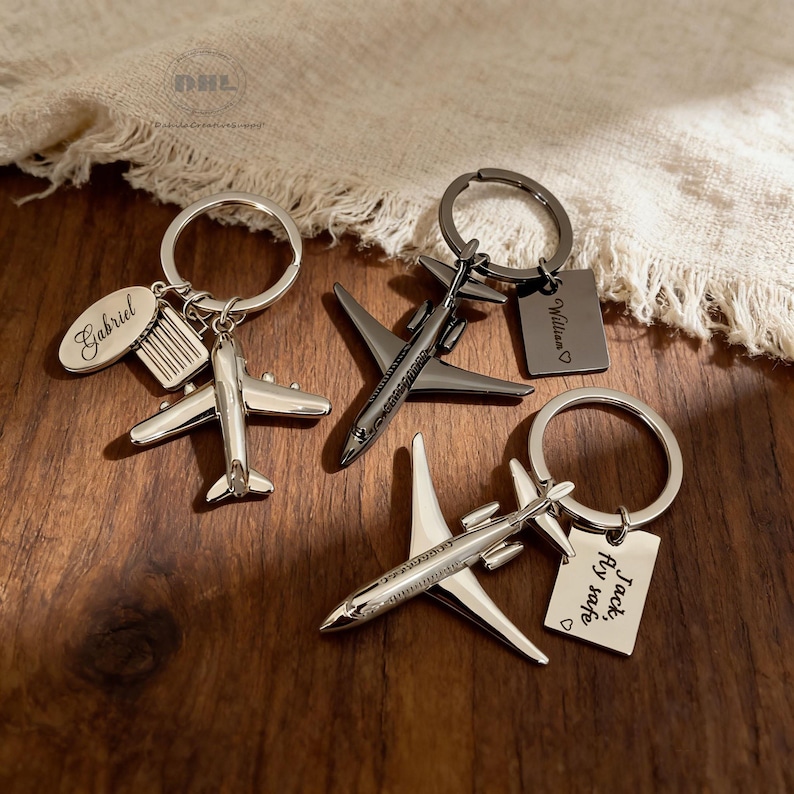 Custom Engraved Fly Safe Keychain,personalized Airplane Keychain,3d ...