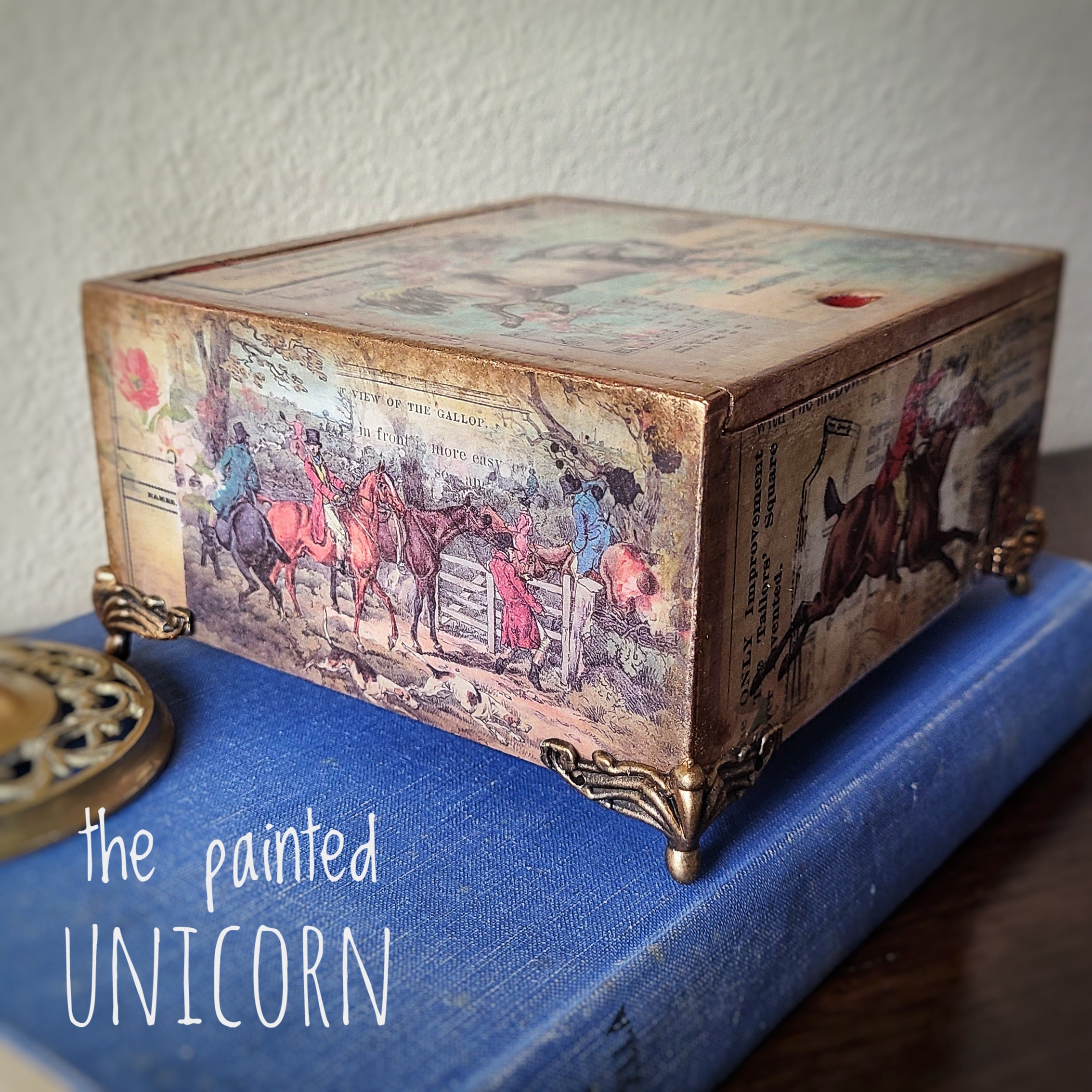 Vintage Horse Decorated Cigar Box, Keepsake, Altered Memory Box ...