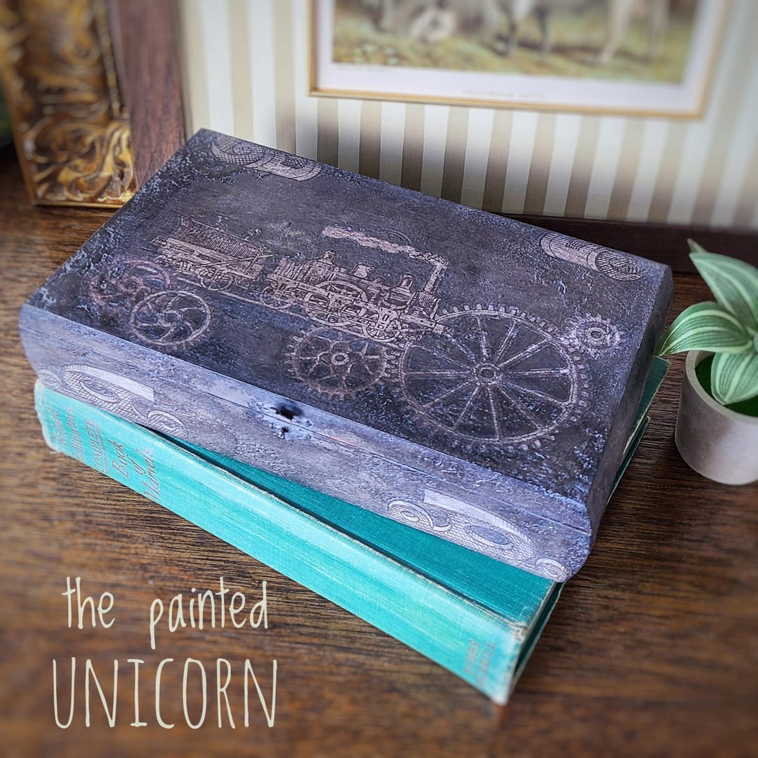 Steampunk Masculine Decorated Cigar Box, Keepsake, Altered Memory Box ...