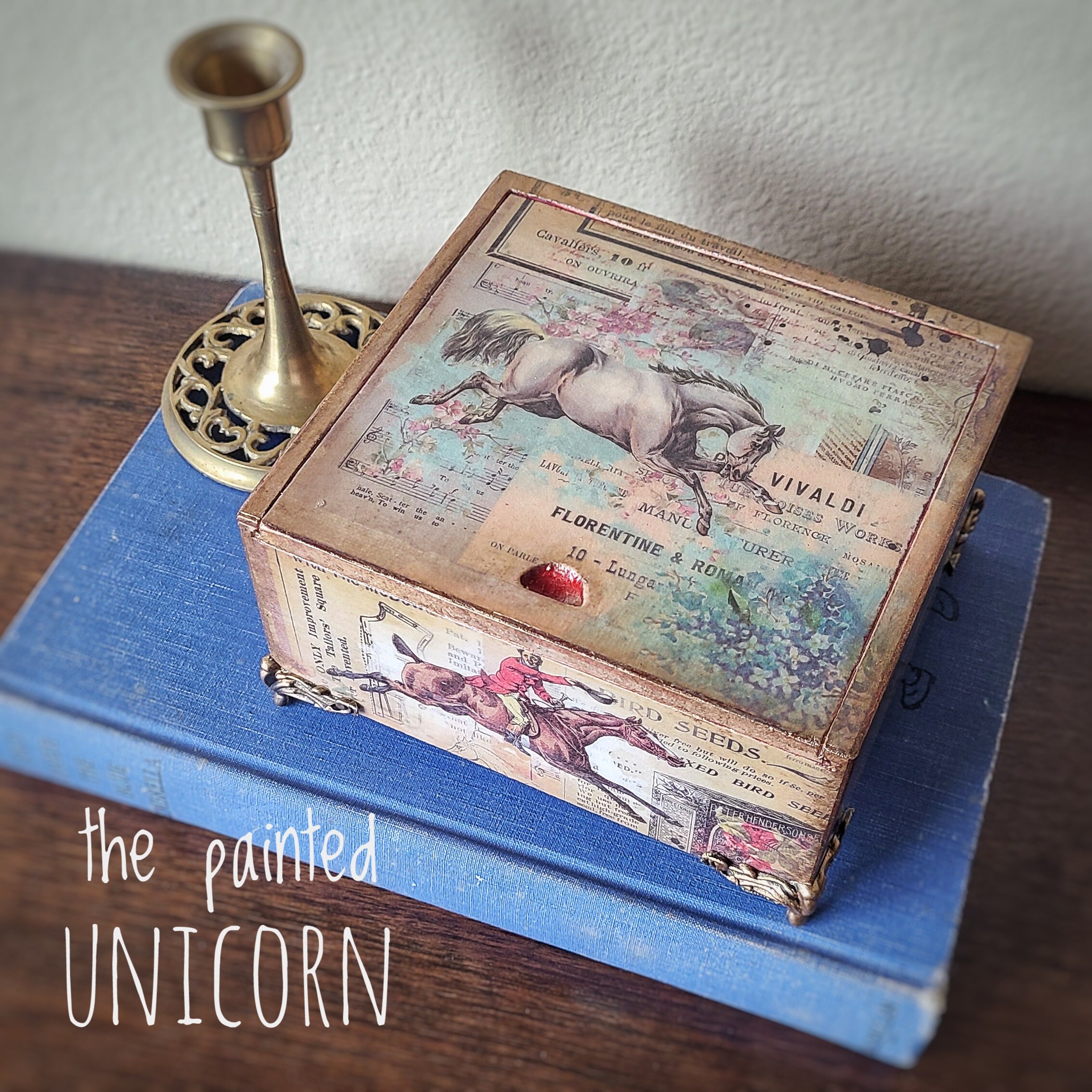 Vintage Horse Decorated Cigar Box, Keepsake, Altered Memory Box ...