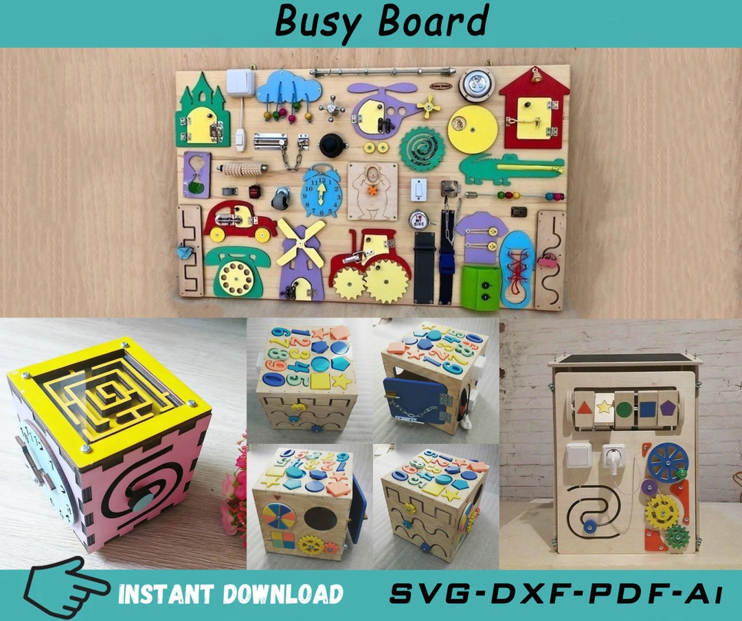 Busy Board Svg File for Laser Cut, Busy Cube Vector Cut File ...