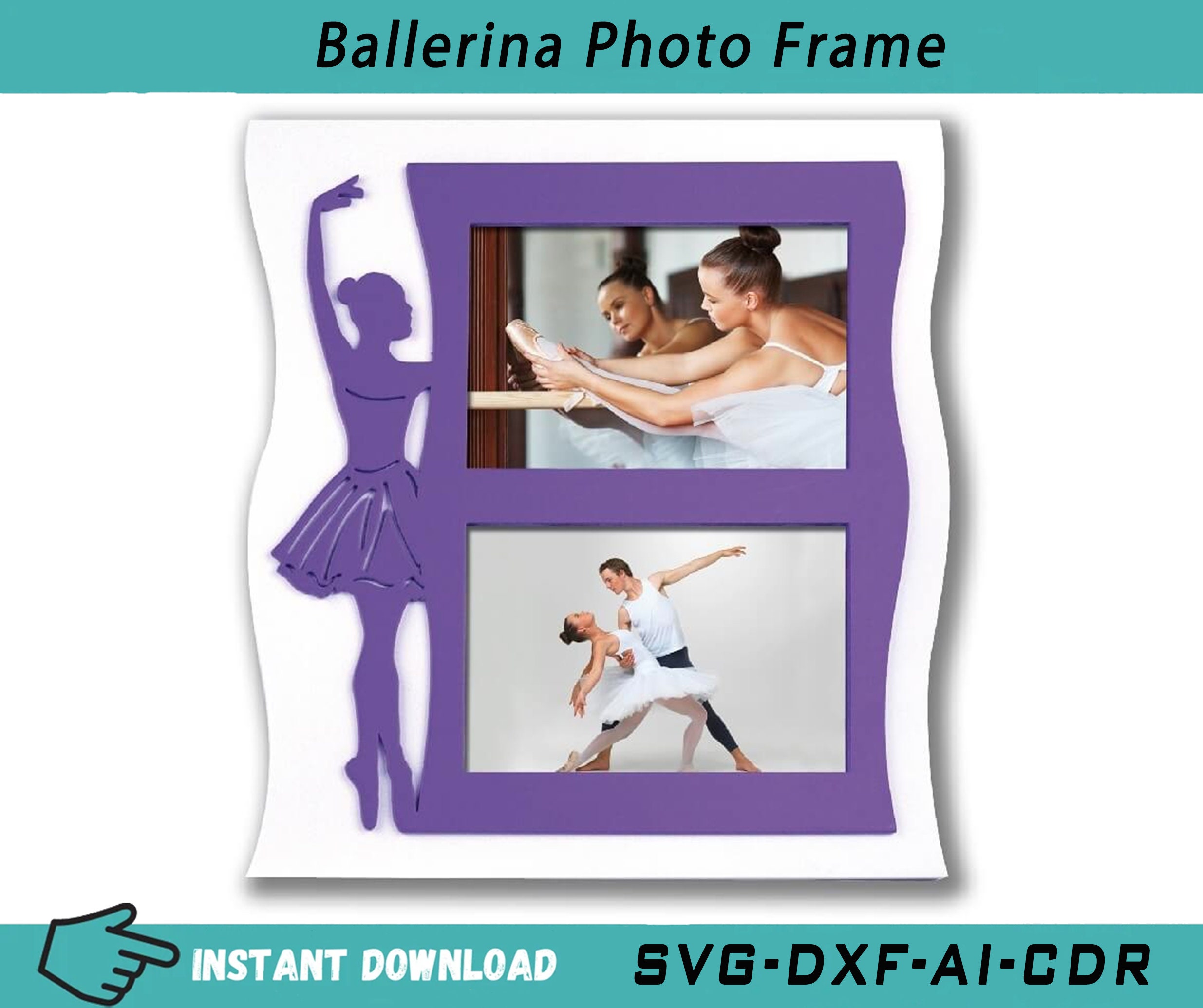 Ballerina Photo Frame Svg for Laser Cut Ballerina Frame Svg - Etsy