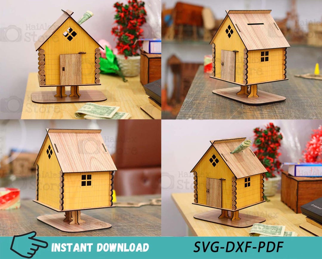 Wooden Money Box 3mm Laser Cut Files, Money Box Template, Coin Saving ...