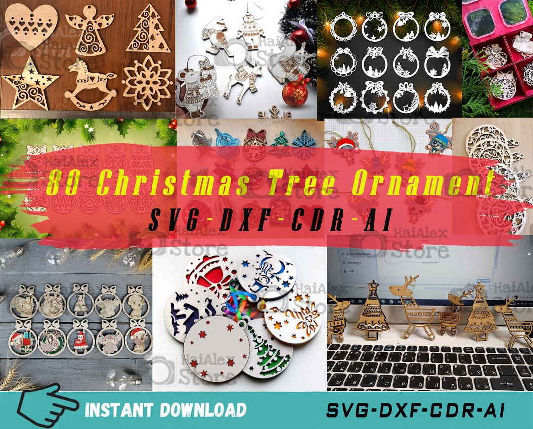 80 Christmas Tree Ornament Svg Files for Laser Cut, Christmas Tree ...