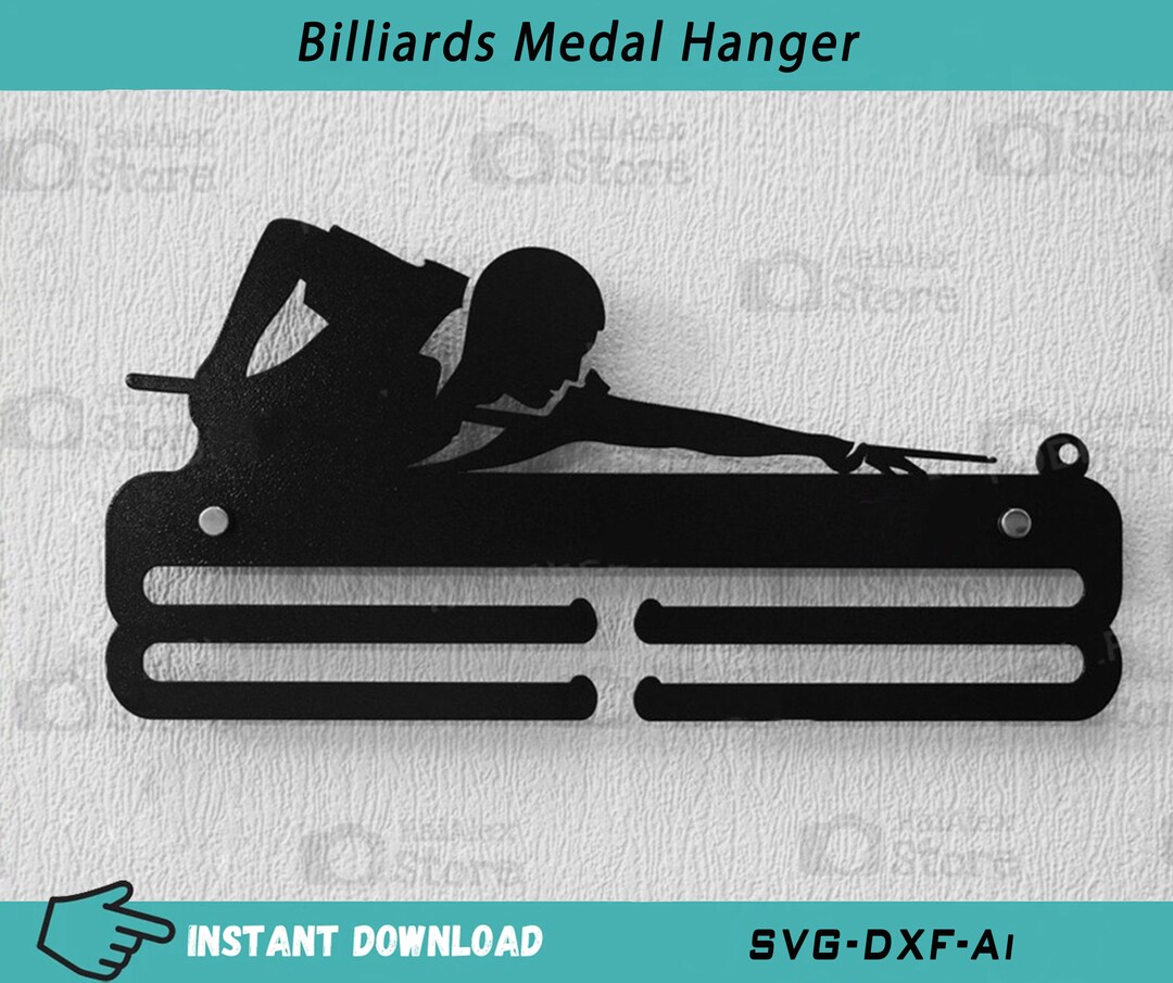 Billiards Medal Hanger Svg File for Laser Cut, Billiards Medal and ...