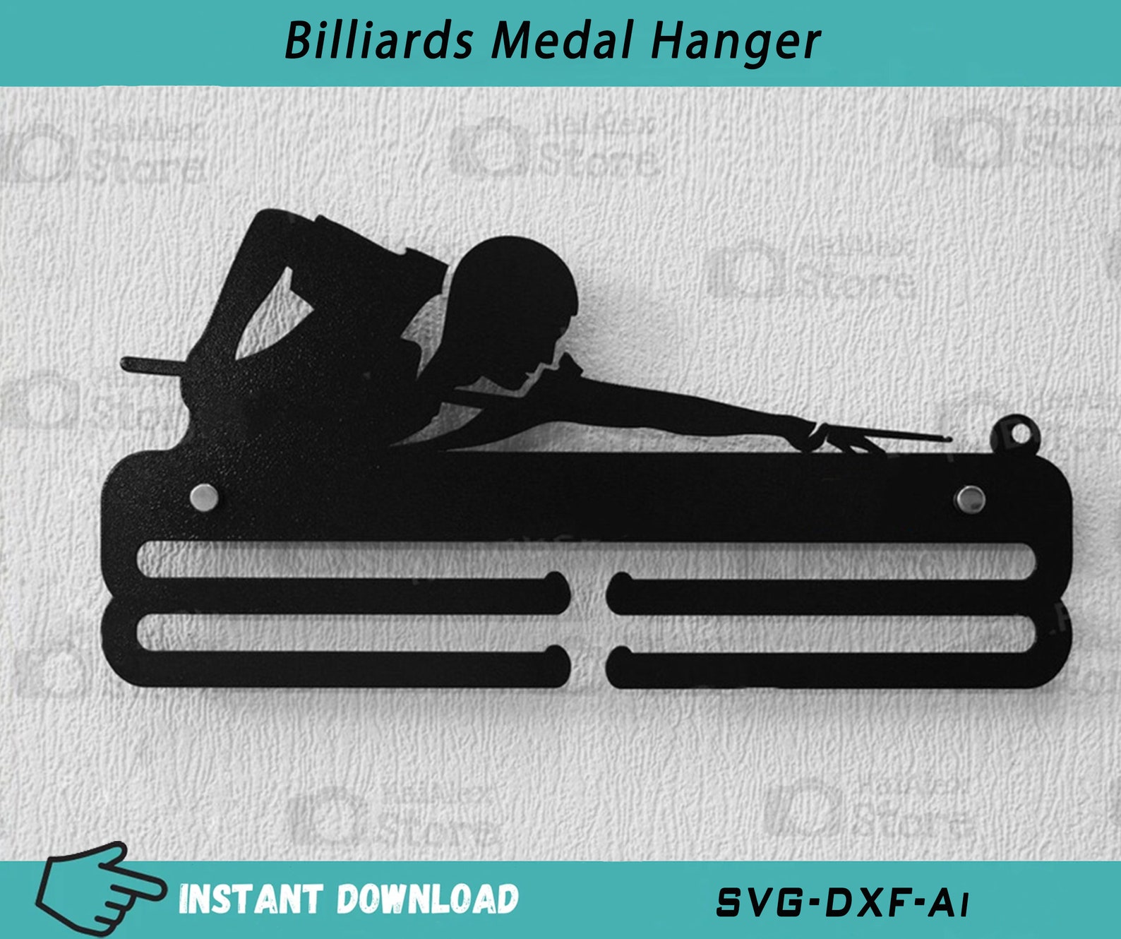 Billiards Medal Hanger Svg File for Laser Cut, Billiards Medal and ...