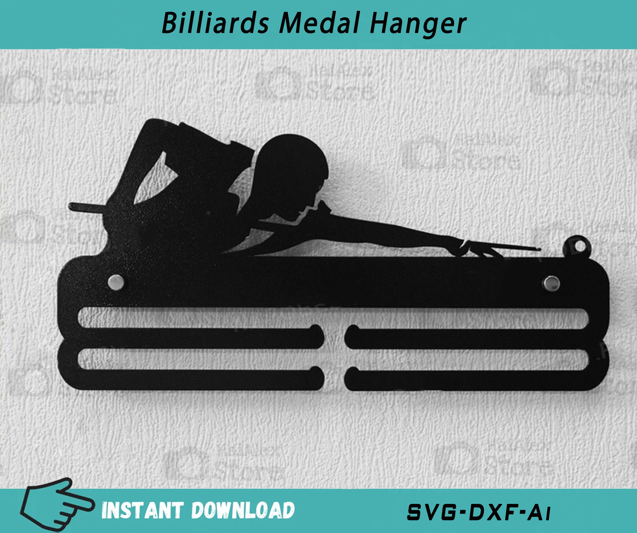Billiards Medal Hanger Svg File for Laser Cut, Billiards Medal and ...