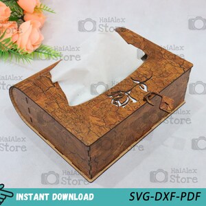 Wooden Tissue Box 3mm Laser Cut File, Rose Decor Tissue Box Design ...
