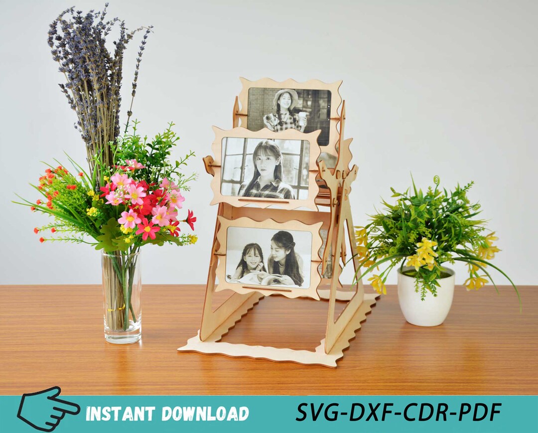 Wooden Rotating Ferris Wheel Photo Frame Laser Cut Files, 5 Photo Frame ...